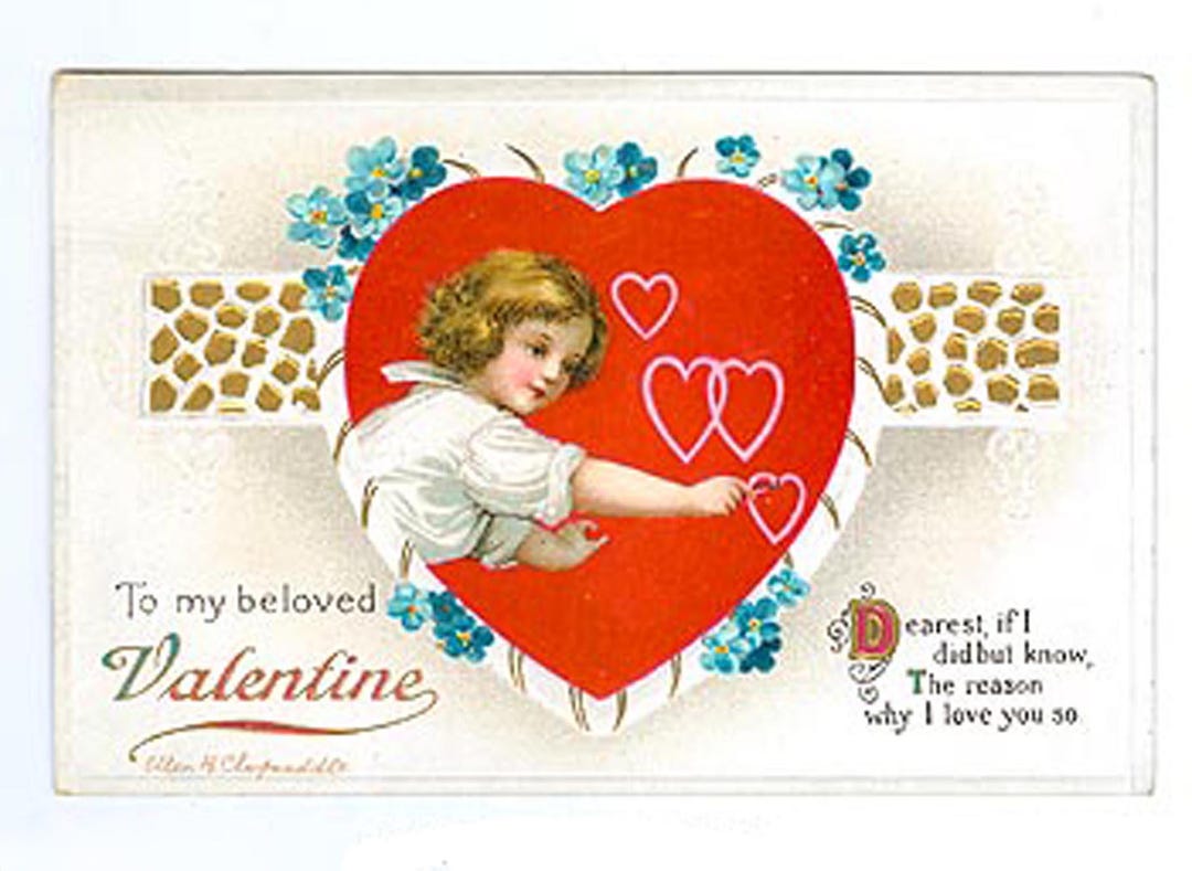 Vintage Clapsaddle Valentine Postcard Little Girl Hearts - Archival ...