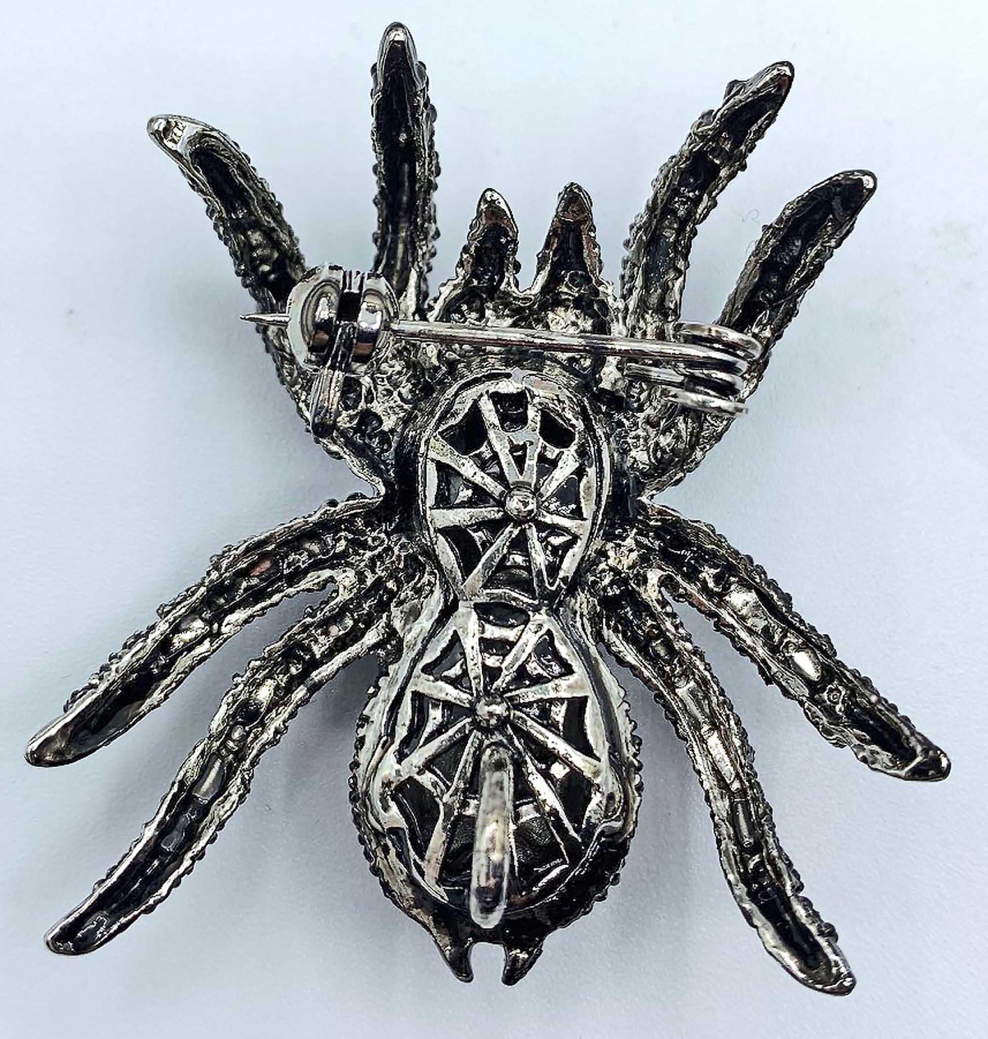 Vintage Halloween Tarantula Black Spider Pin Brooch All Jet Black ...