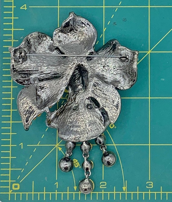 Vintage Orchid Pin Multi Color Rhinestone Orchid Pin … - Gem