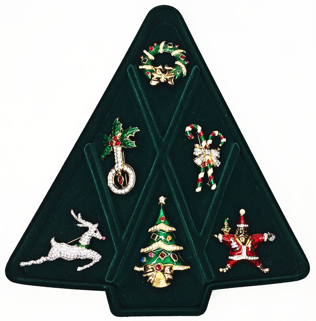 Vintage Kenneth Lane Christmas Pin Brooch Set Franklin Mint - Etsy