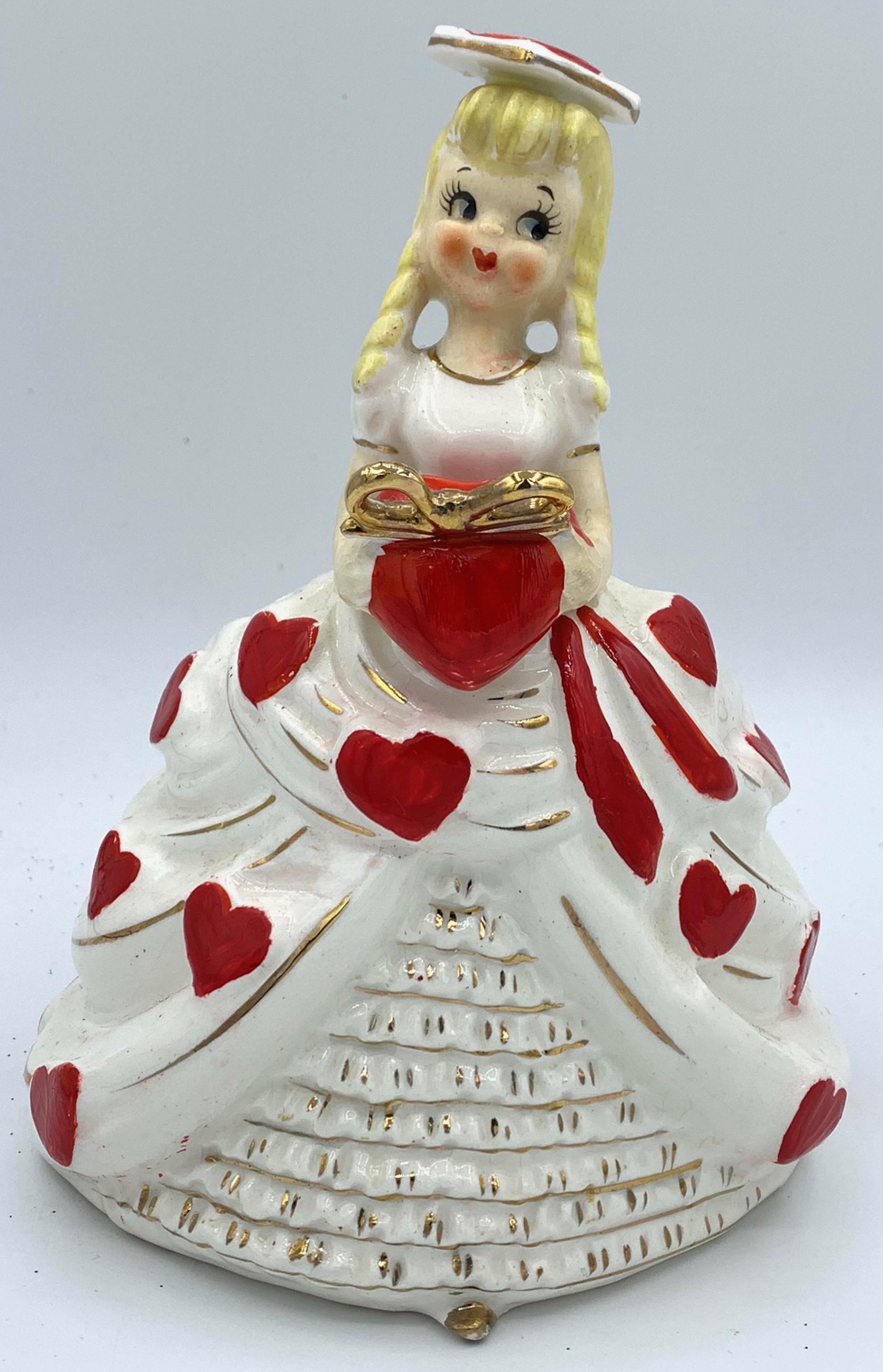 Vintage Lefton Signed Valentine Girl Planter 1950s Excellent Condition ...