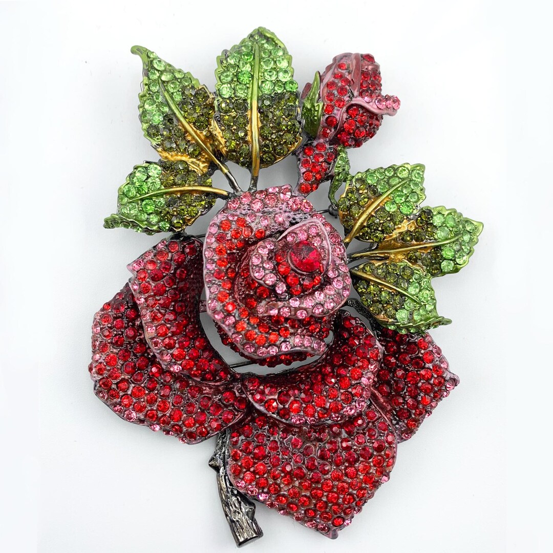 Vintage Red Rose Pin Brooch Pin Flower - Etsy