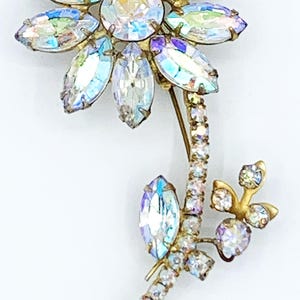 Vintage Juliana Delizza & Elster Flower Pin Brooch AB Aurora Borealis ...