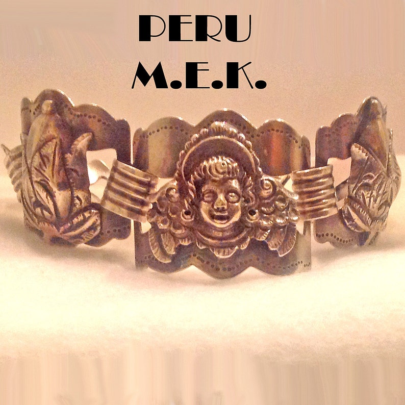 Peruvian Peru Silver Angel Panel Bracelet Silver Signed M.E.K - Etsy