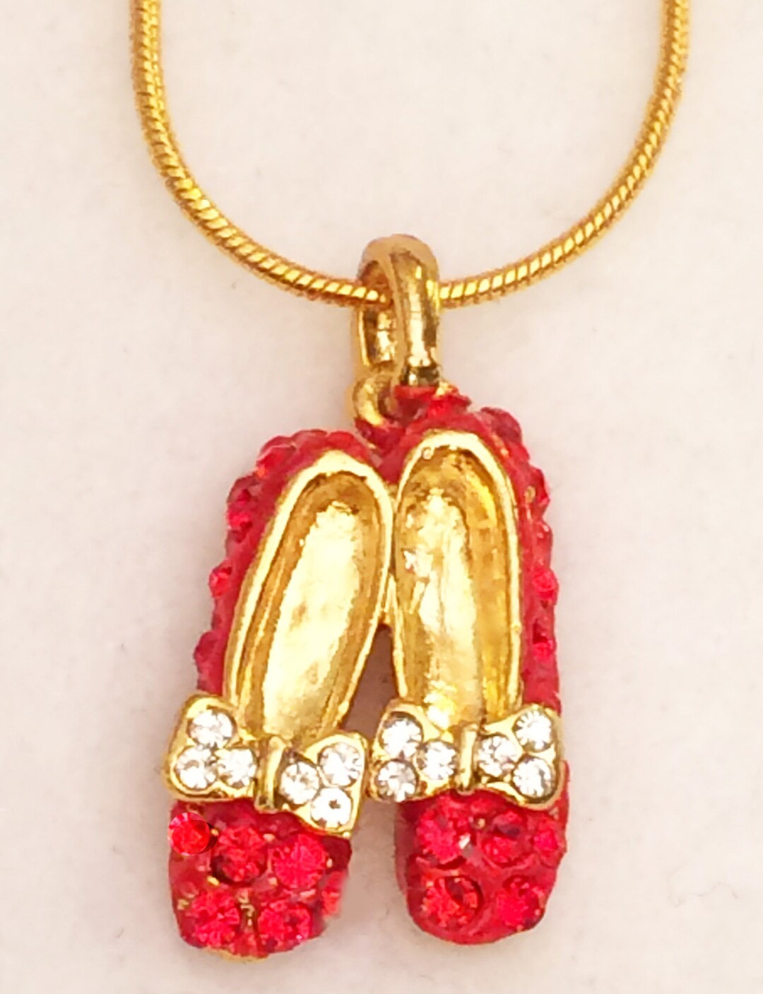 Wizard of Oz Dorothy's Ruby Slippers Pendant Necklace Red Rhinestone ...