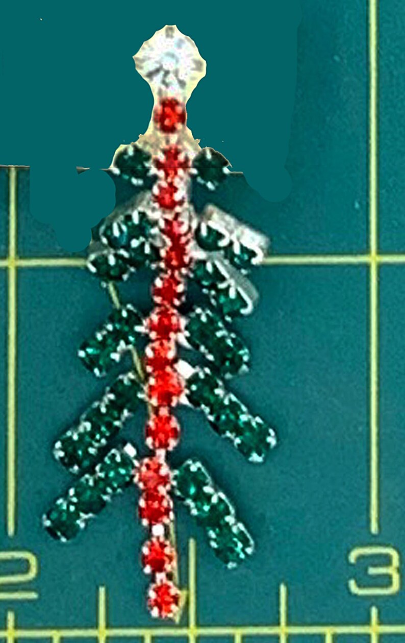 Vintage Rhinestone Christmas Tree Post Drop Earrings Gift Box - Etsy