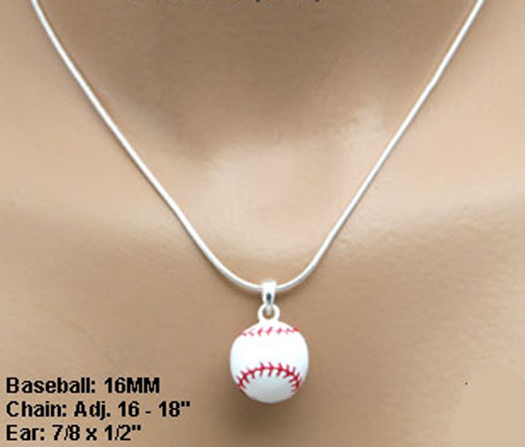 Vintage Baseball Necklace Set Baseball Pendant Necklace Earrings - Gift ...