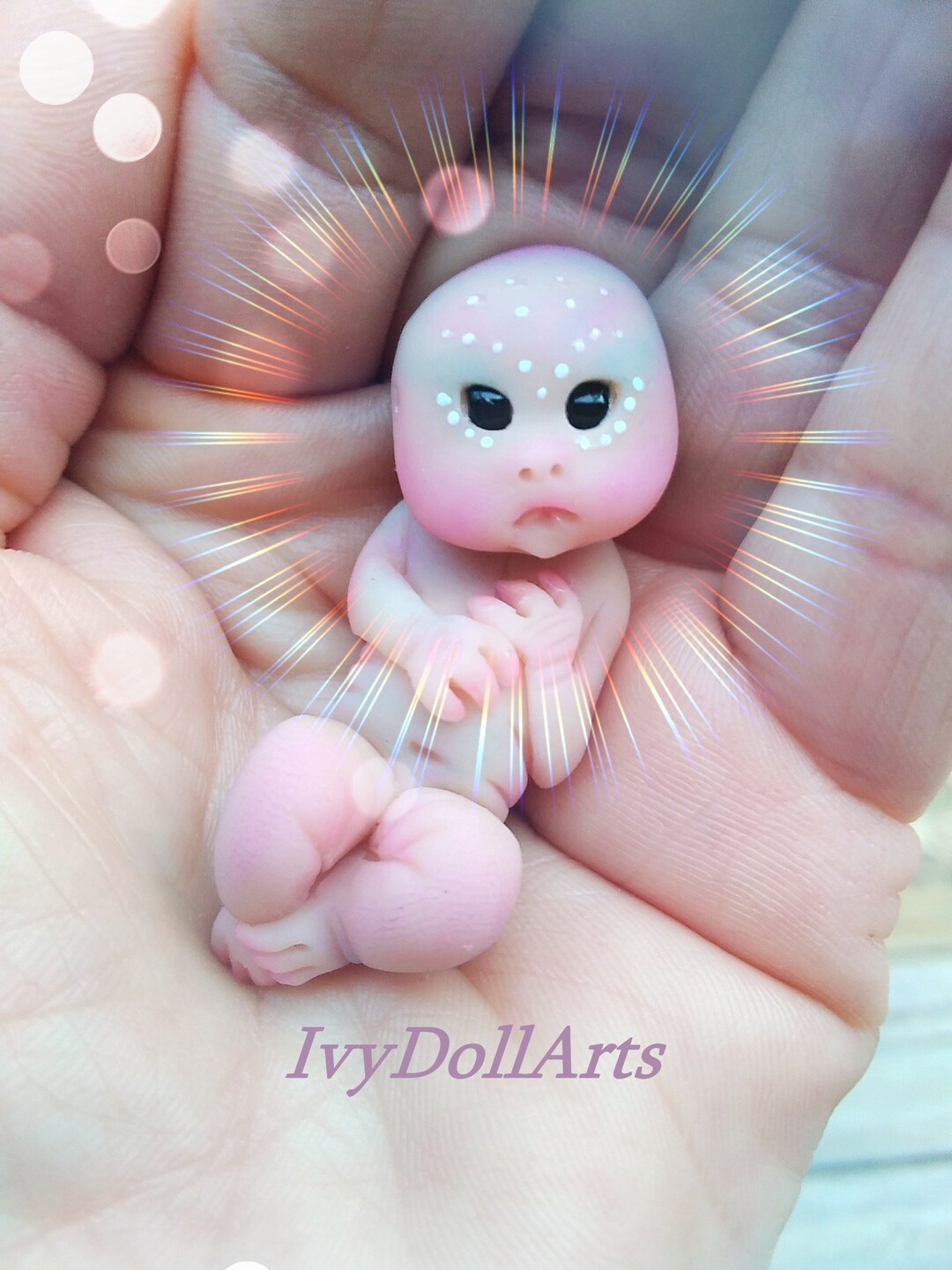 Polymer Clay Babies Micro Mini Baby Alien ET SIZE 1.99" Gift ...