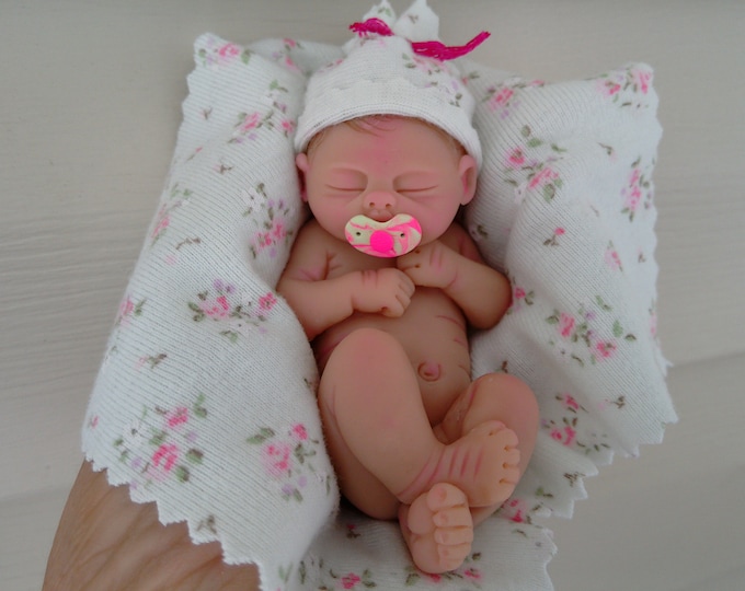 Polymer Clay Babies Sleeping Newborn Baby Girl SIZE 3.5" With Removable ...