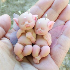 Polymer Clay Babies Inseparable Asleep Twin Butterfly Fairies Size 1.99 ...