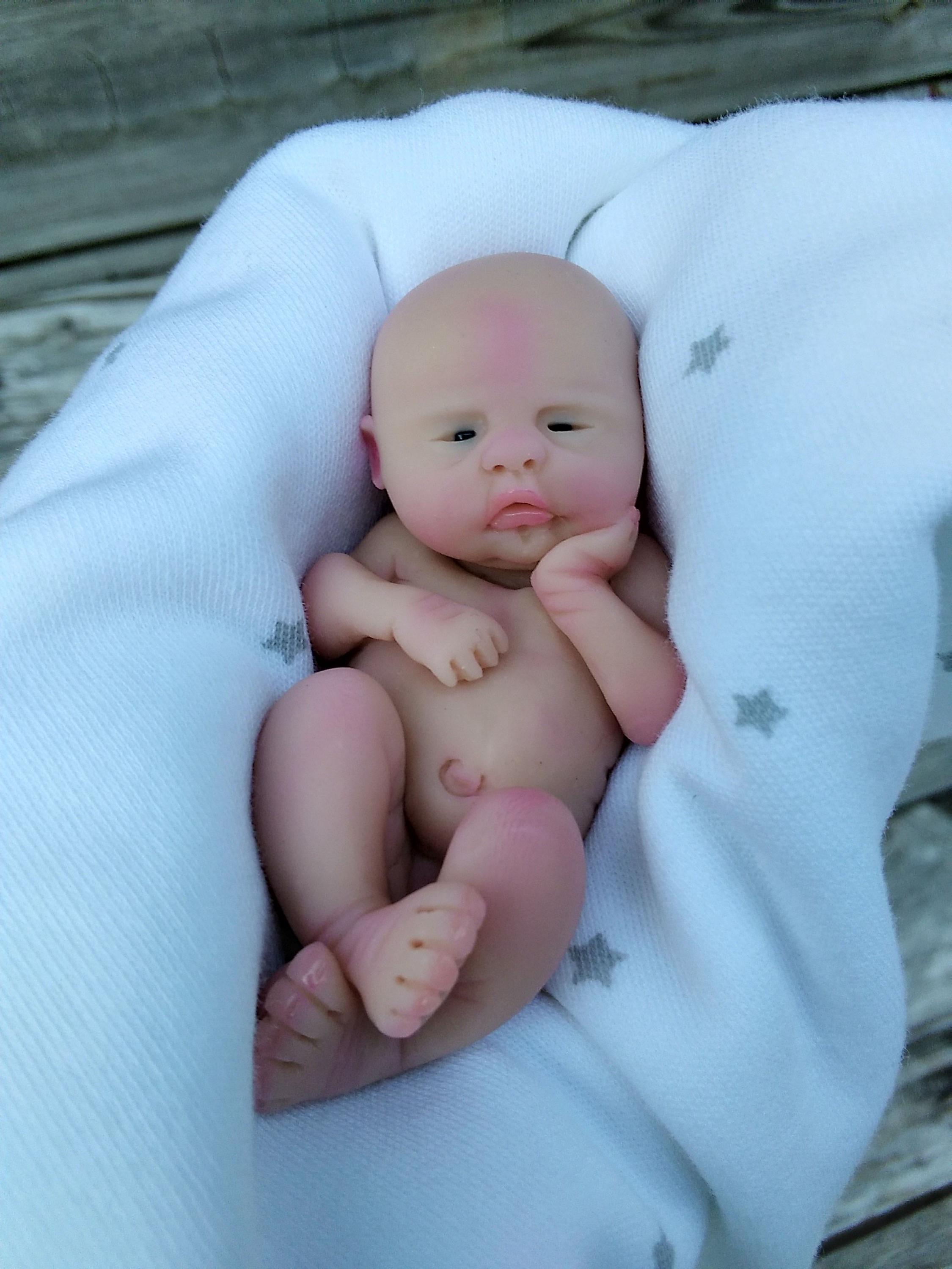 Polymer Clay Newborn Baby Doll Bald Bare Collectible Art (3.0") - Etsy