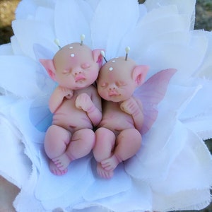 Polymer Clay Babies Inseparable Asleep Twin Butterfly Fairies Size 1.99 ...