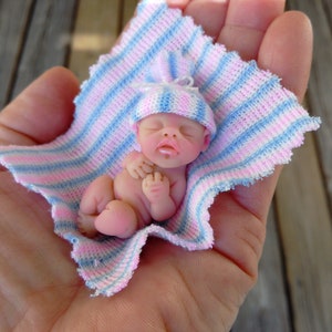 Polymer Clay Babies Micro Mini Asleep Baby SIZE 1.99 Gift Collectible ...