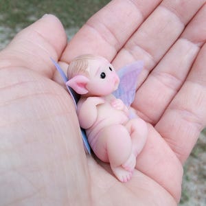 Polymer Clay Babies Micro Mini Awake Black Eyes Pink Blue Fairy Wings Elf Baby SIZE 1.99 Gift ...