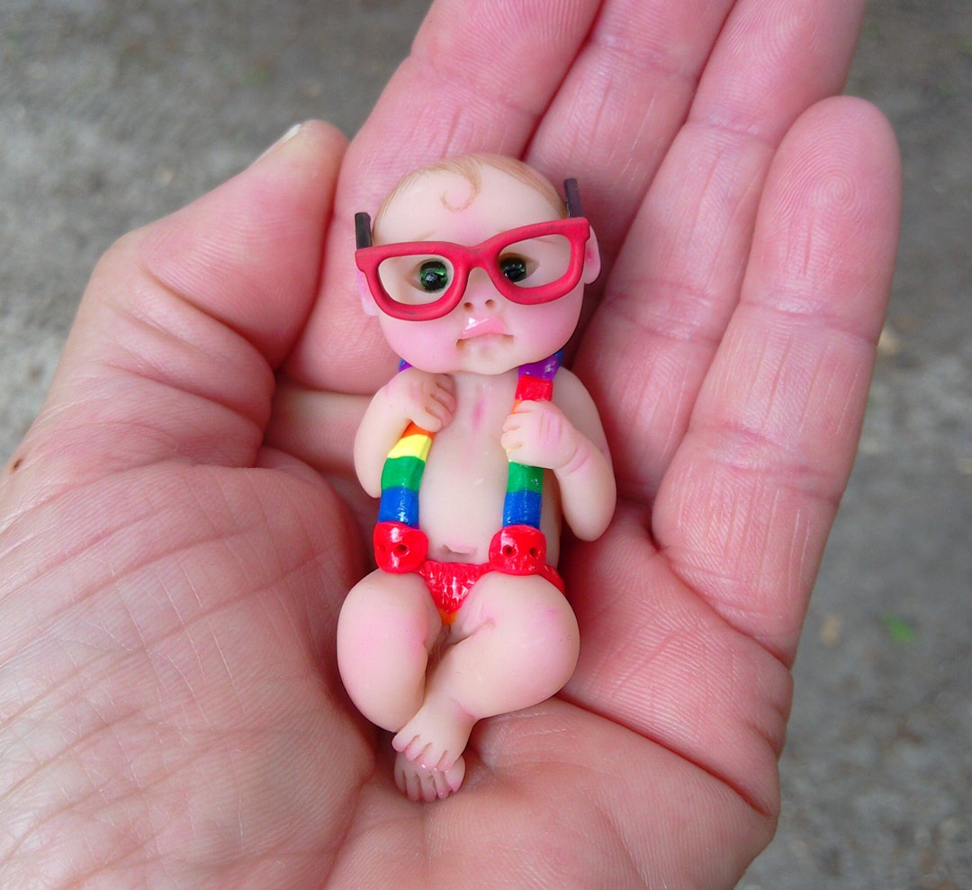 Polymer Clay Babies "ivy's Rainbow Baby" Awake Green Eyes SIZE 2.5 ...