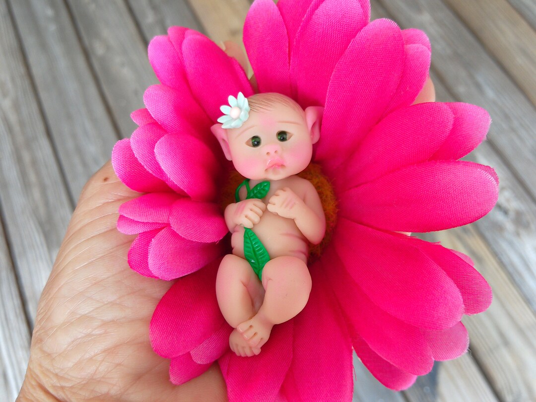 Polymer Clay Babies Awake Green Eyes Fairy Baby Elf SIZE 2.5 Gift ...