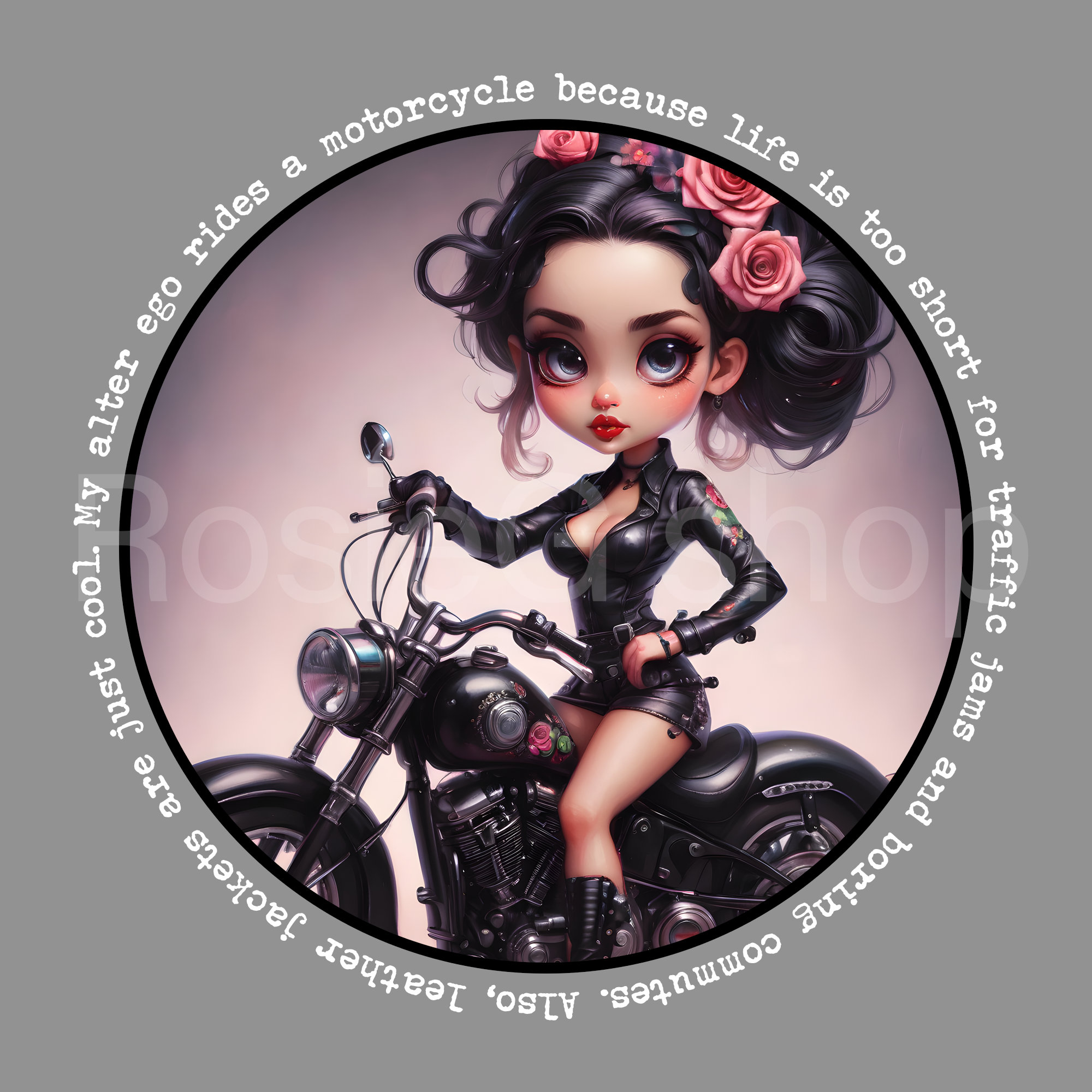 Gothic Biker Girl Png Rocker Biker Chick Clipart Retro Girl Digital Art ...