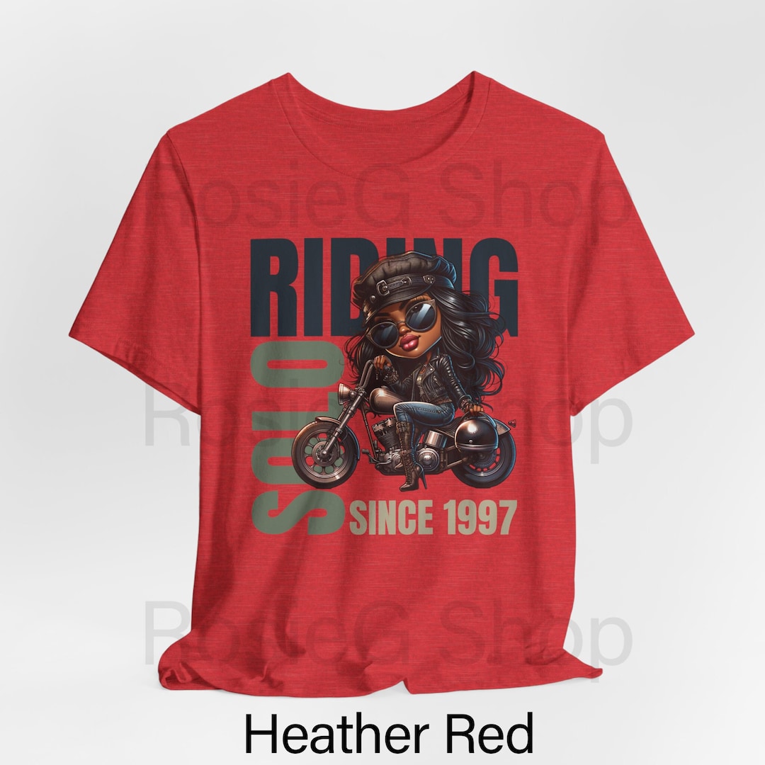 Personalized Black Biker Girl T-shirt, Riding Solo Female Shirt, Gift ...