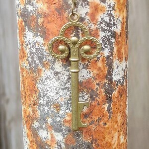 Scrollwork Skeleton Key Necklace / Brass Skeleton Key / 24 Ball and ...
