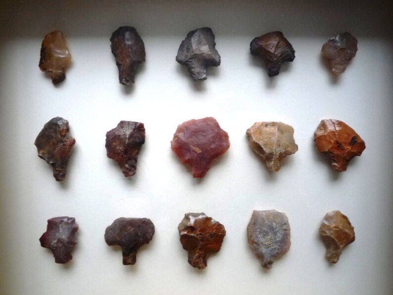 Paleolithic Arrowheads in 3D Frame Light Teal Painted Pine - Etsy