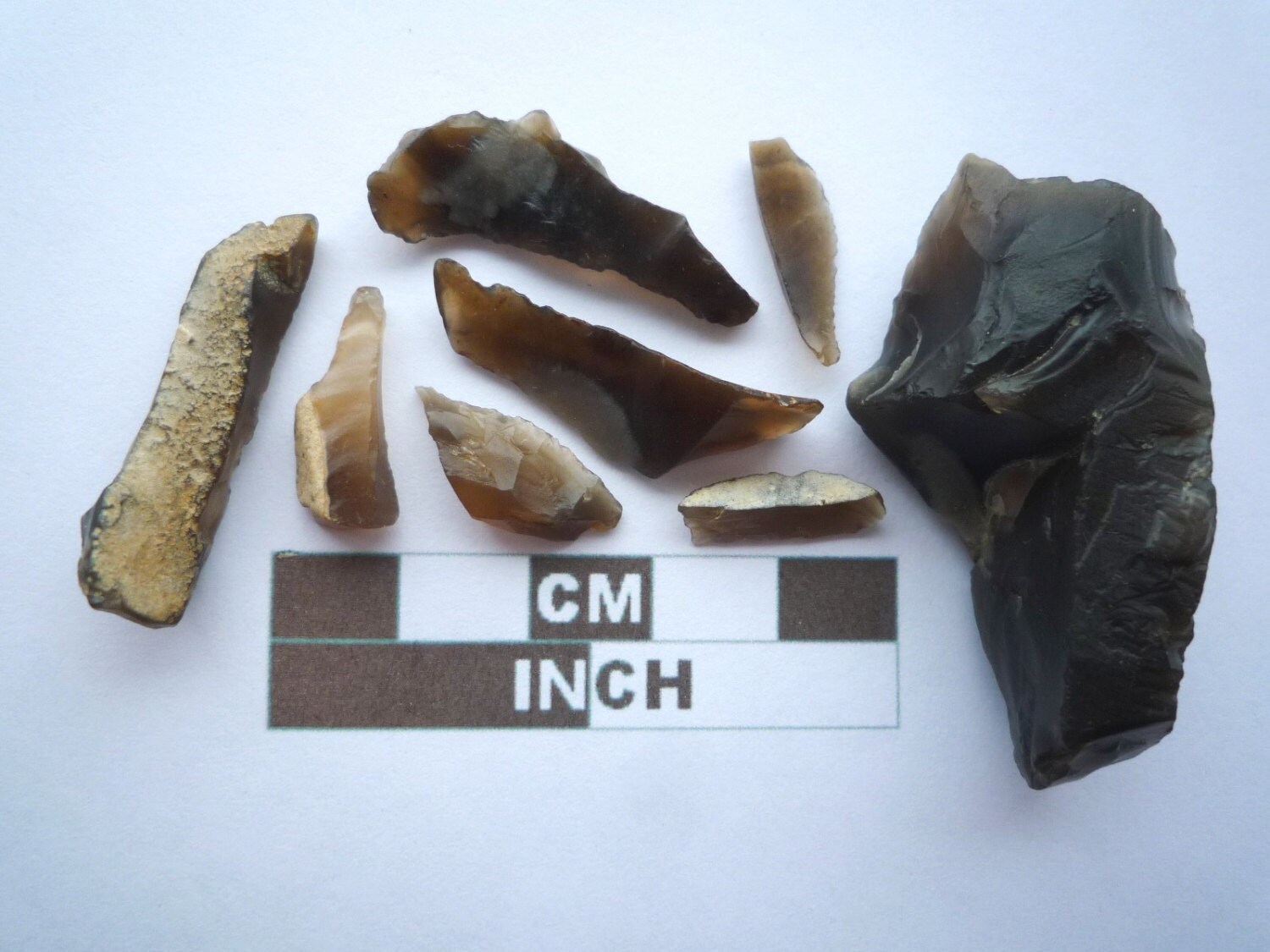 British Neolithic / Mesolithic Flint Tools / Scrapers in 3D Pine Frame ...