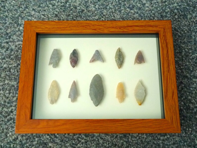 Neolithic Arrowheads in 3D Picture Frame, Authentic Saharan Flint ...