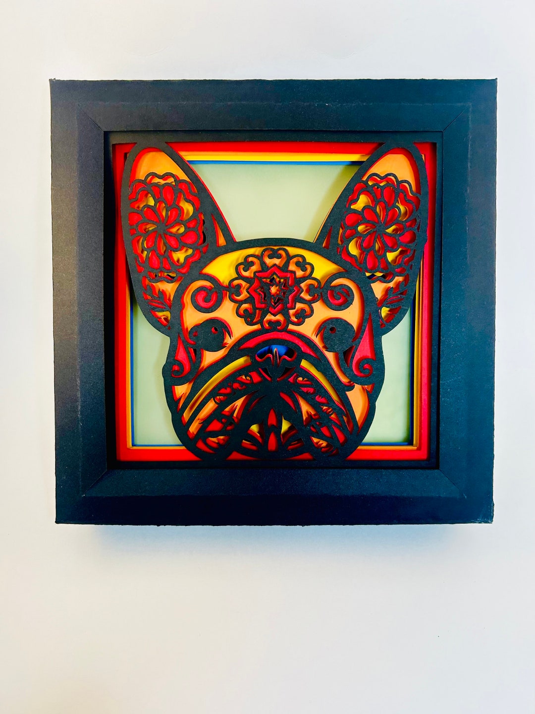 French Bulldog Shadow Box for Dog Lover. Unique Gift of Backlit Hand ...