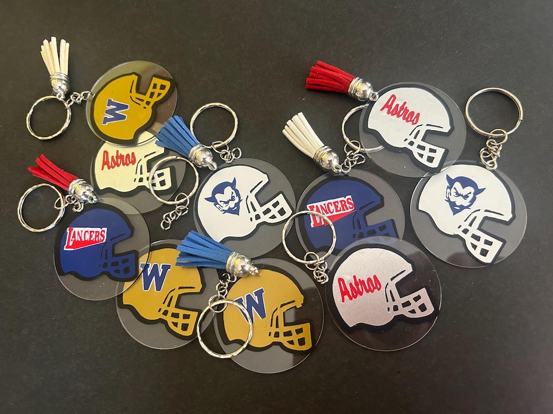 Team Spirit Football Helmet Keychains - 2 Inch Resin Sealed Acrylic ...