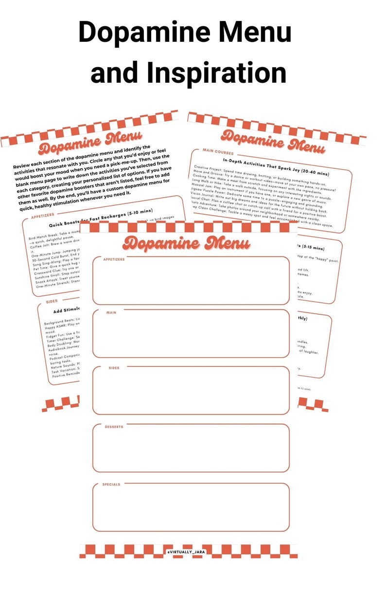 Dopamine Menu PDF for Personalized Mood Boosting Activities - Etsy