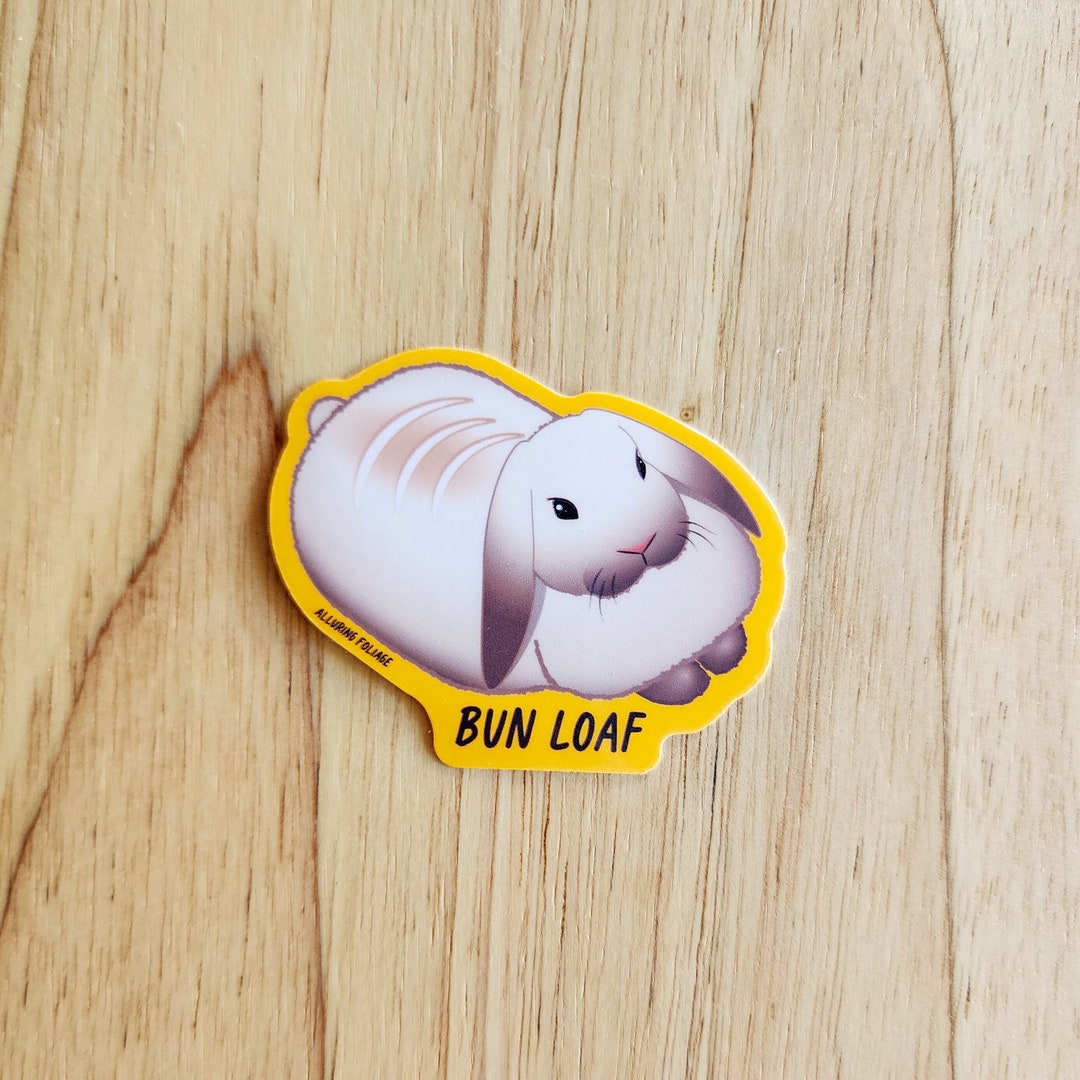 Bun Loaf Bunny Sticker, Cute Lop Rabbit, Handmade Glossy Waterproof ...