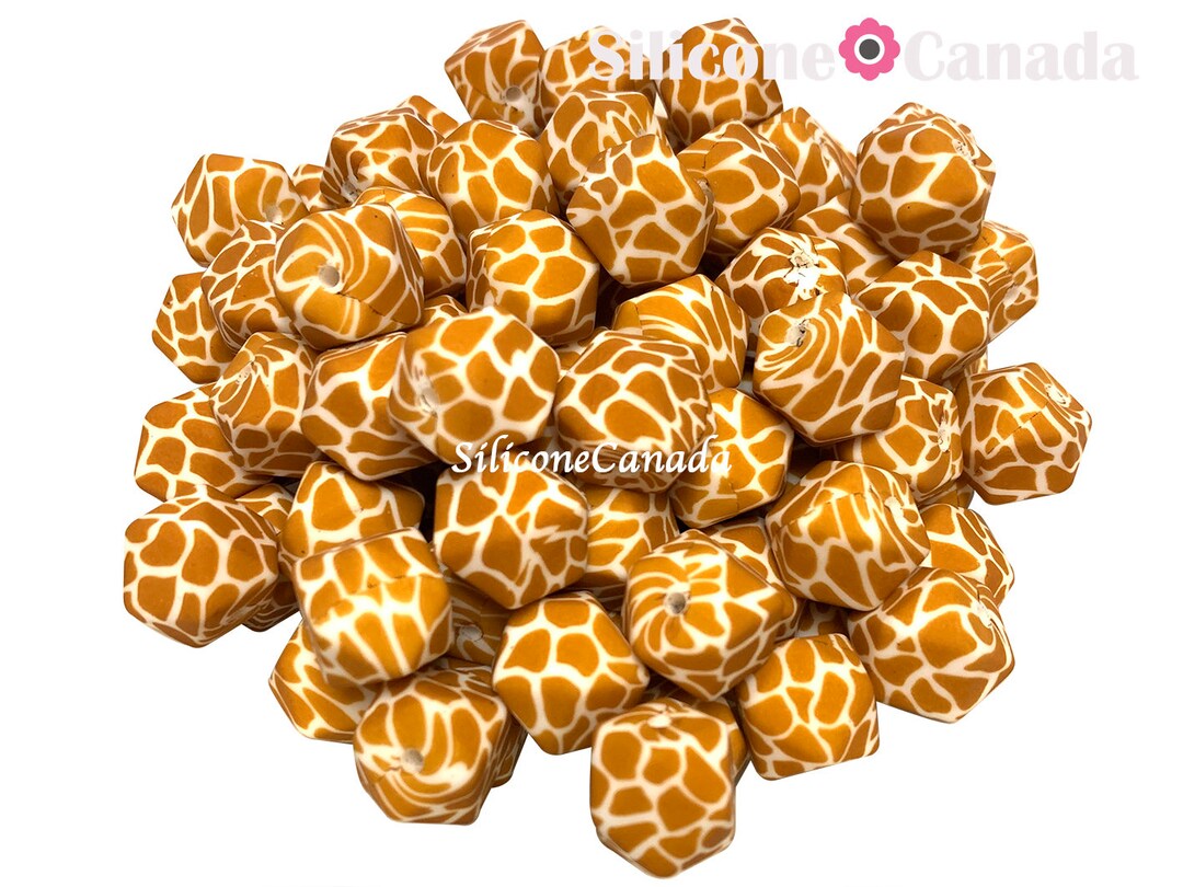 14mm Giraffe Print Hexagon Silicone Beads. Loose, Highest Quality, BPA ...
