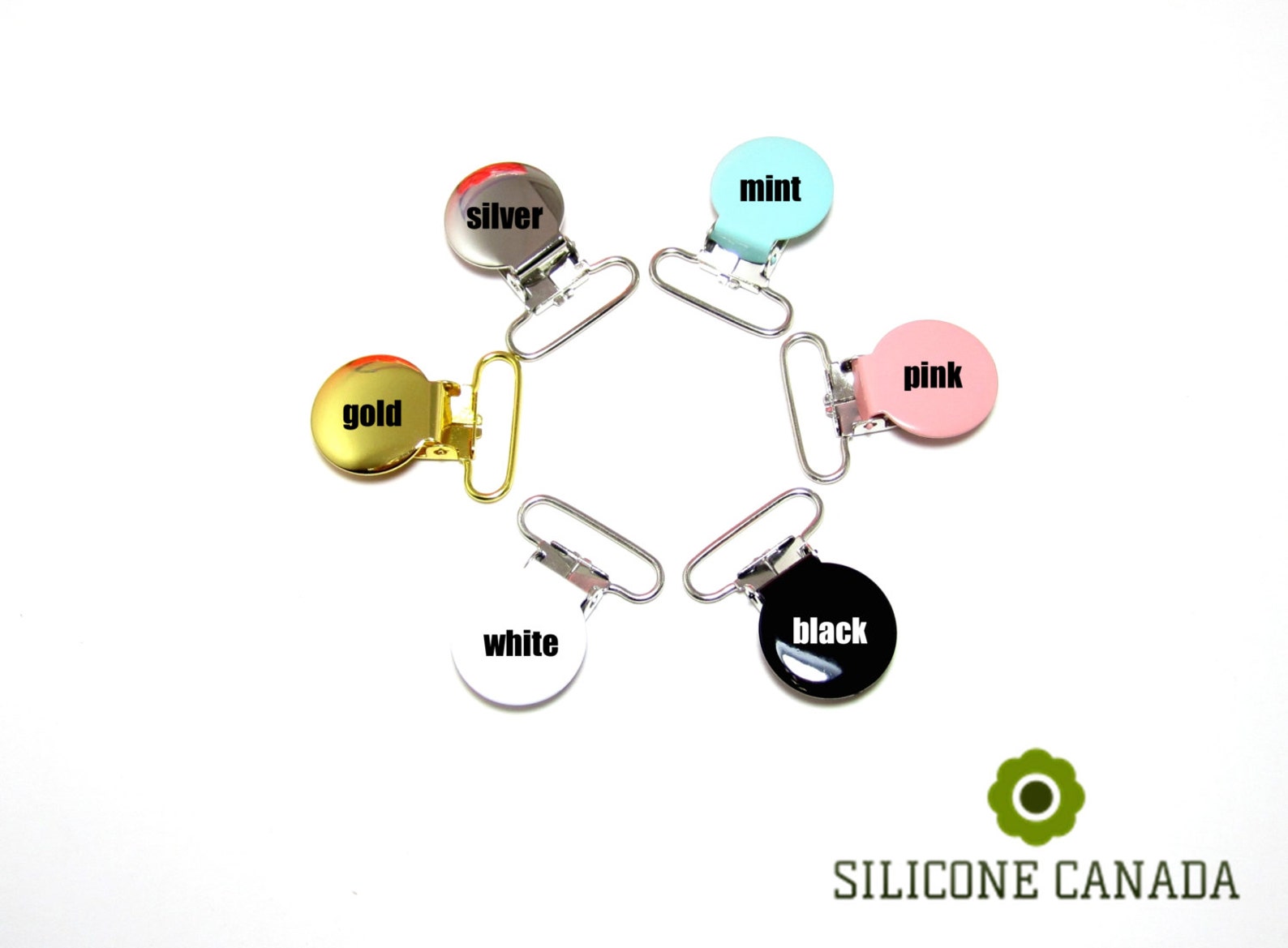 Metal Pacifier Clip (1" Round) Suspender Clip. Paci Holder. Mitten Clip ...