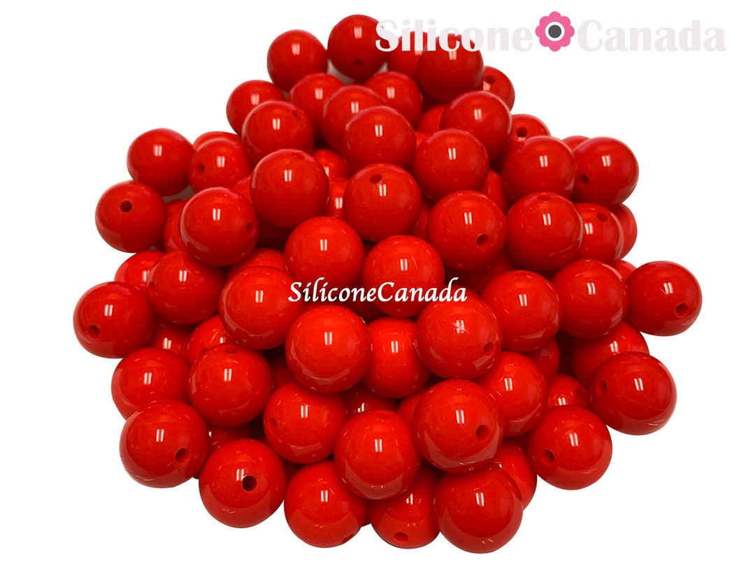 15mm Glossy Red Round Silicone Beads. Loose, Highest Quality, BPA Free ...