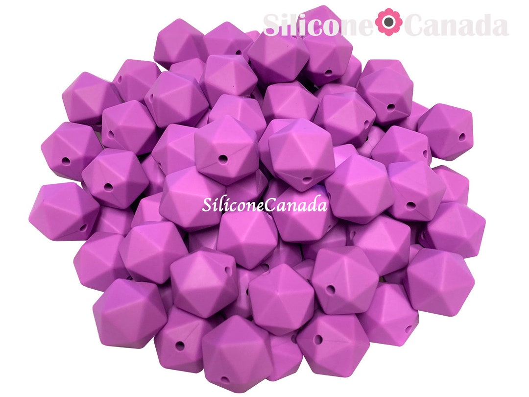14mm Icosahedron - Purple Silicone Beads. Loose, Highest Quality, BPA ...