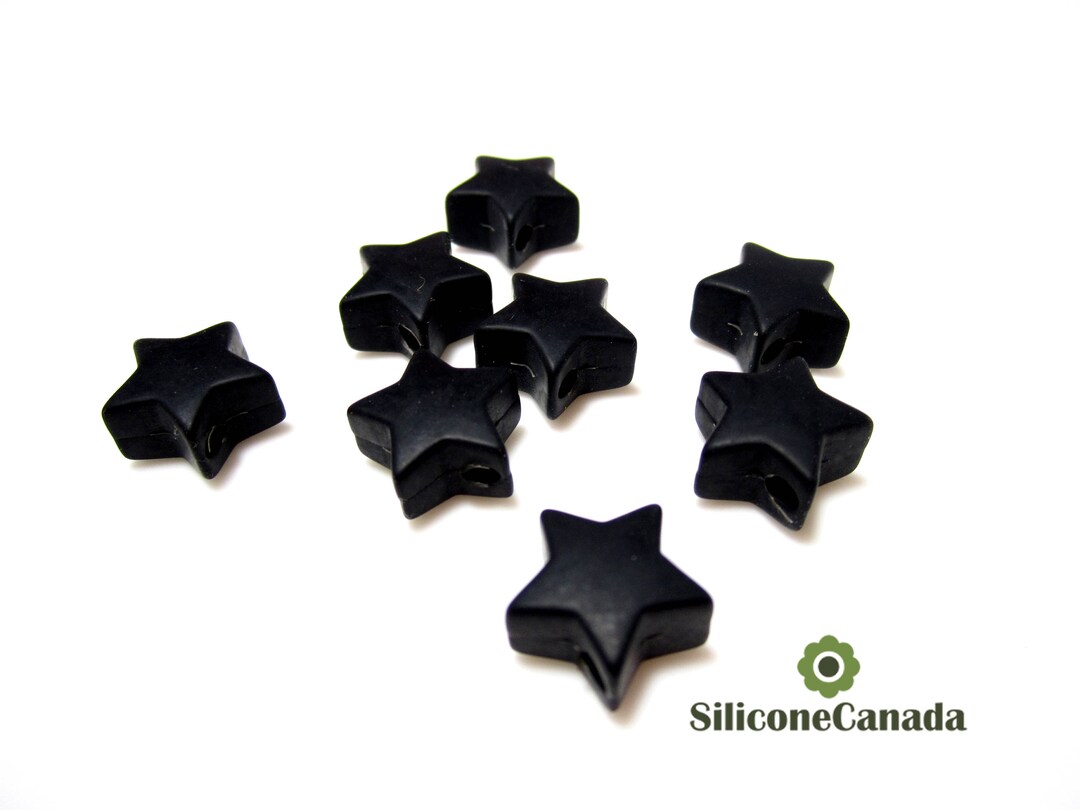 14mm Black Mini Star Silicone Beads. Loose, Highest Quality, BPA Free ...