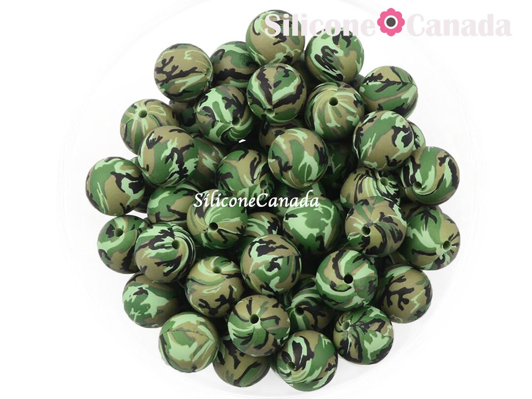 15mm Camo Camouflage Round Silicone Beads. Loose, Highest Quality,bpa ...