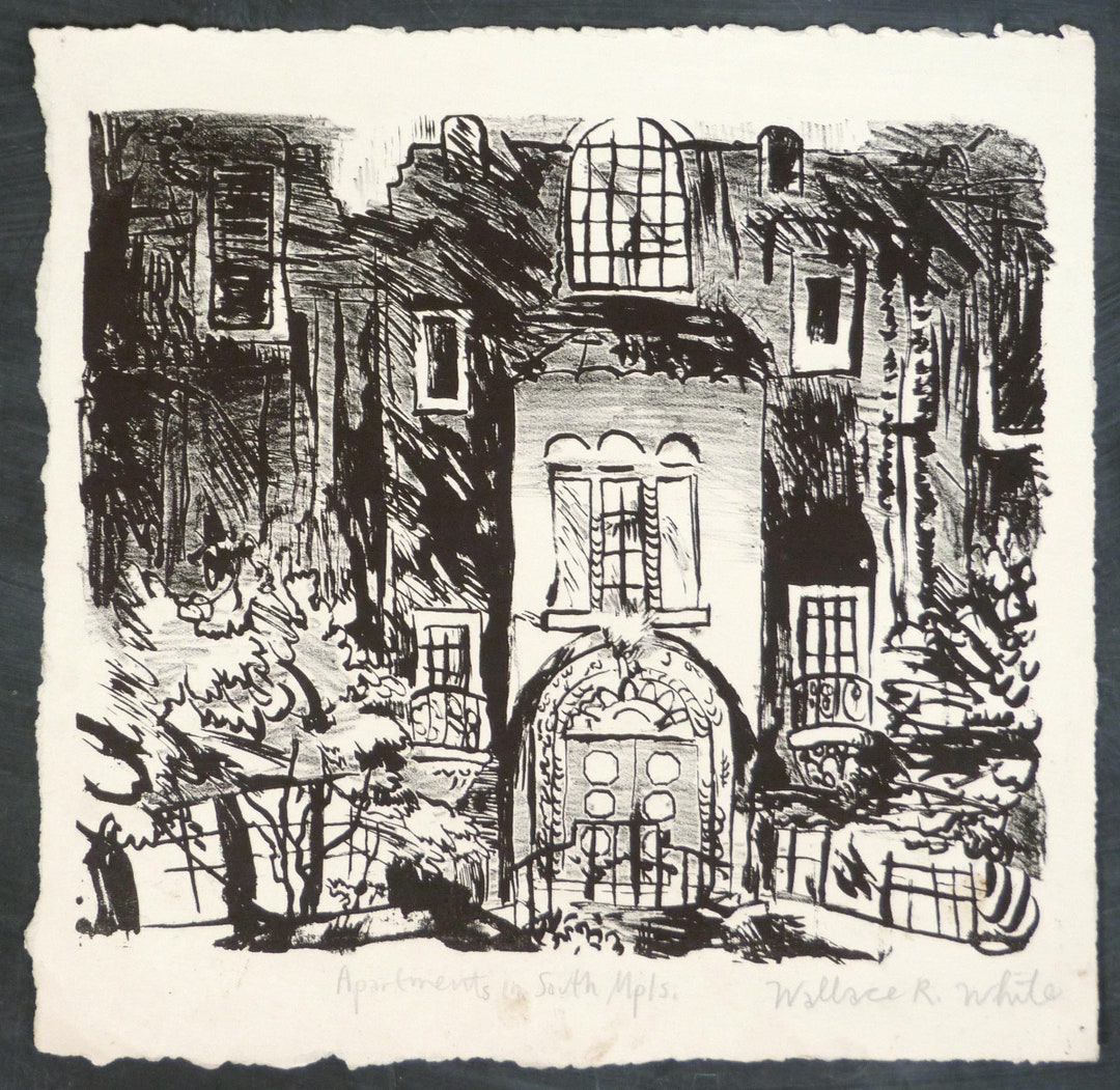 Wally White Stone Lithograph apartments in South Minneapolis Print 1987 ...