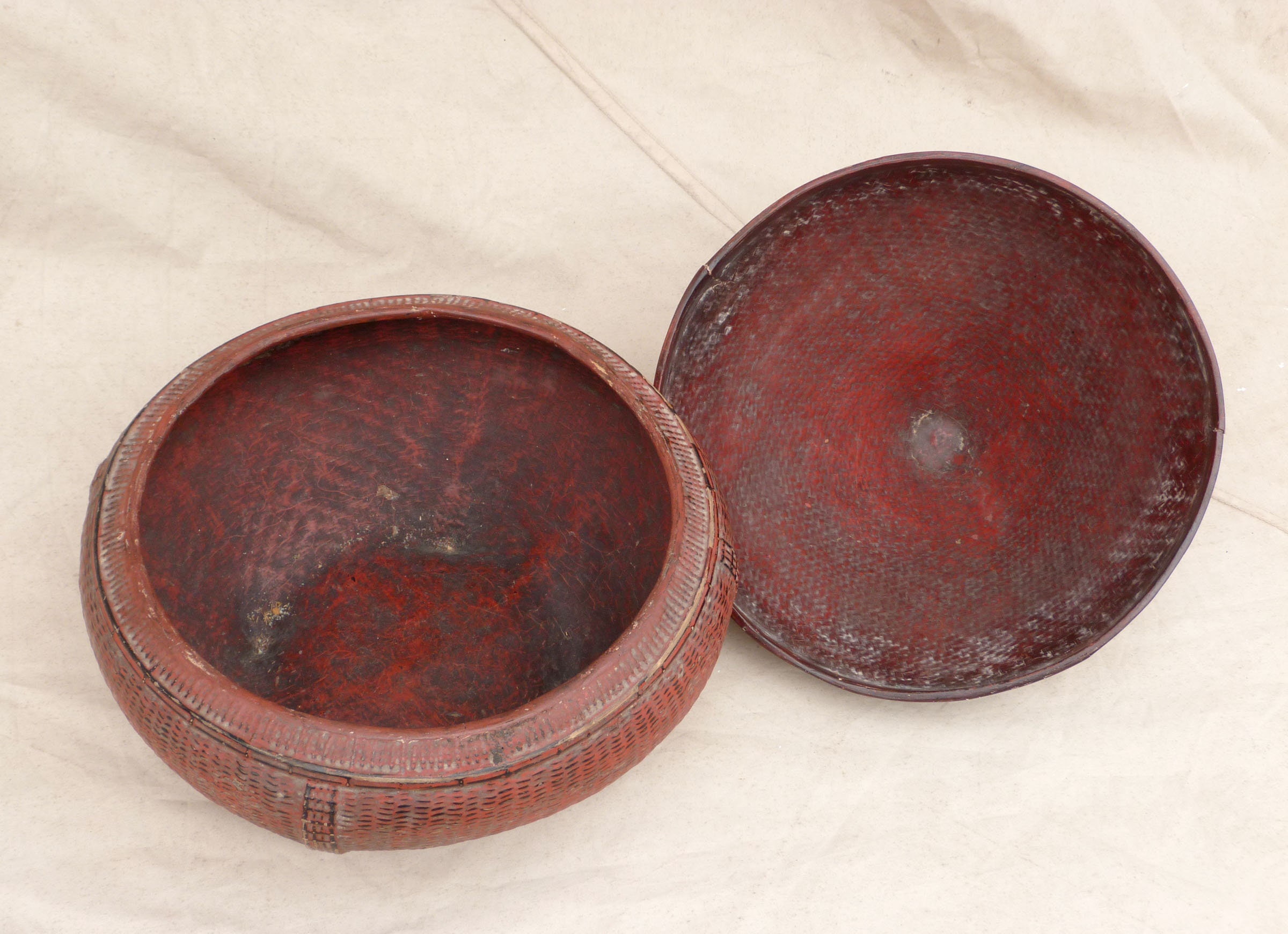 Large Antique Chinese Red Lacquer Rice Basket With Pointed Lid 16" - Etsy
