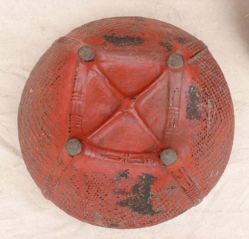 Large Antique Chinese Red Lacquer Rice Basket With Pointed Lid - Etsy ...