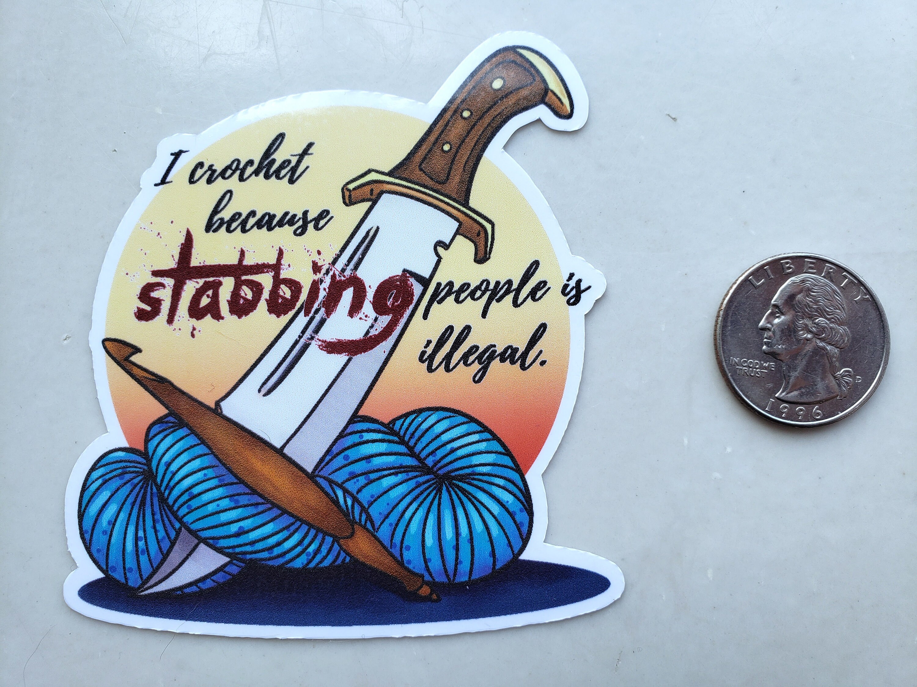Stabby Crochet Meme Sticker Vinyl Crochet Sticker Funny - Etsy