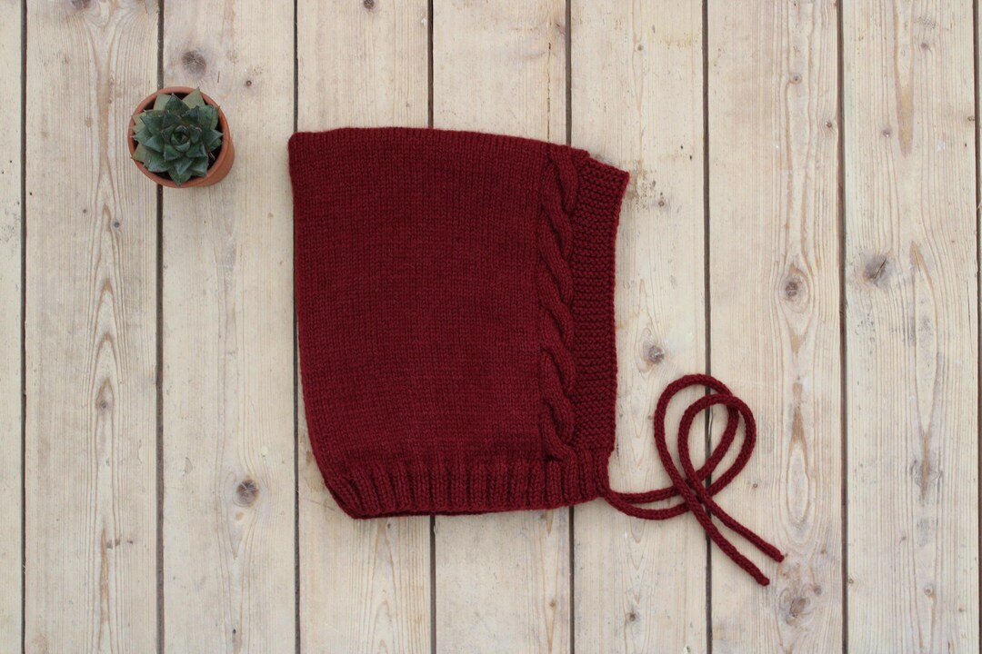 Women's Pixie Hat in Burgundy, Alpaca and Natural Merino Wool, Hand ...