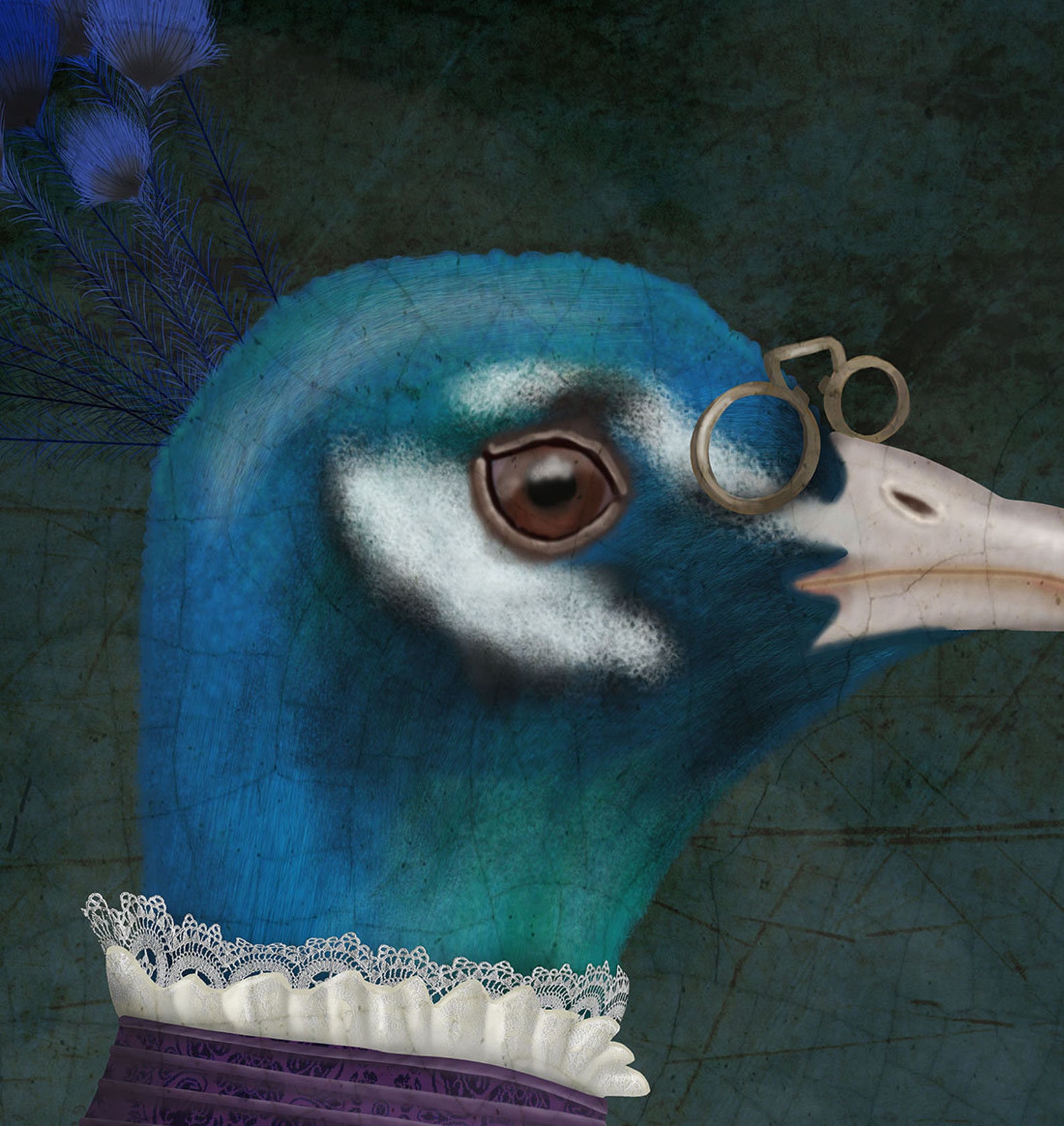 Limited Edition Set of 2 Peacock Paintings Anthropomorphic Art Peacock ...