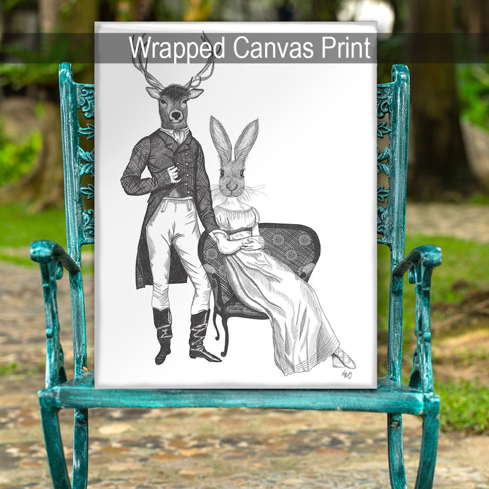 LIMITED EDITION Mr Deer and Mrs Rabbit Drawing Pen and Ink - Etsy