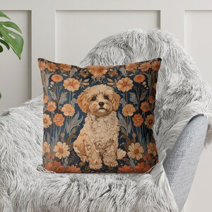 Floral Country Cottage Style Cute Golden Cavapoo Pillow Cover, William ...