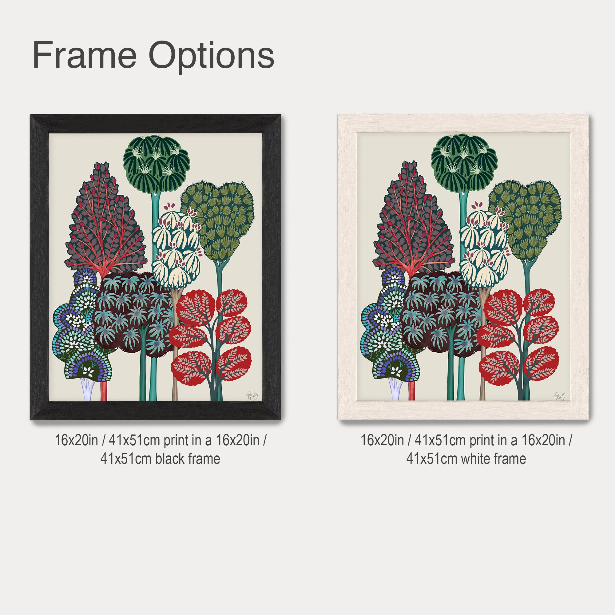 Scandinavian Folk Art, Abstract Tree Print, Whimsical Forest Art Print ...