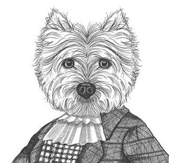 Westie Dog Art Print Limited Edition Westie in Kilt Full | Etsy