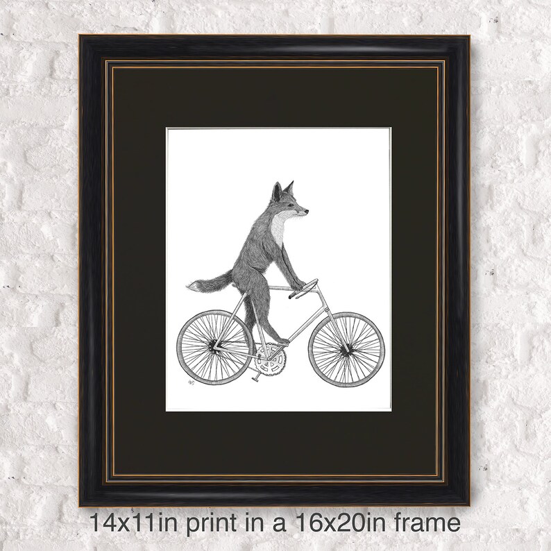 Fox on Bicycle LIMITED EDITION Print, Fox Print, Fox Animal Wall Art ...