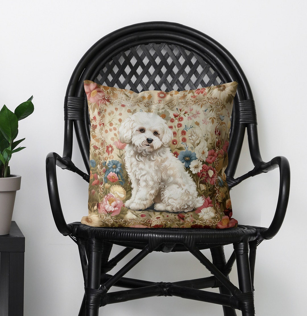Vintage Country Cottage Style Bichon Frise Pillow Cover, French ...