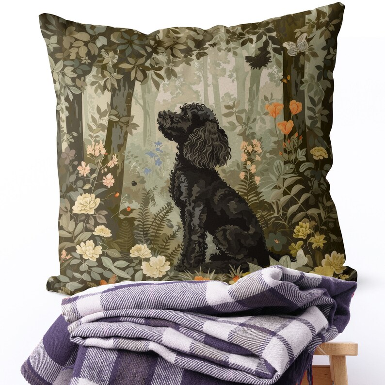 Black Poodle Dog Pillow Cover – Art Deco Style, Double-sided Print - Etsy