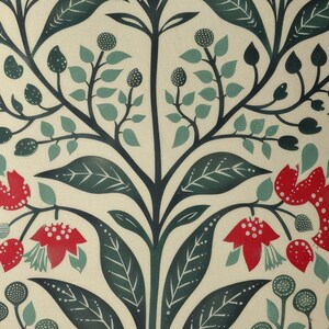 Green Red and Cream Scandic Floral Pillow Cover, Print Both Sides ...